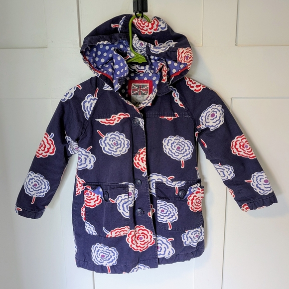 Mini Boden | Jackets & Coats | Mini Boden Navy Button Front Floral Coat ...